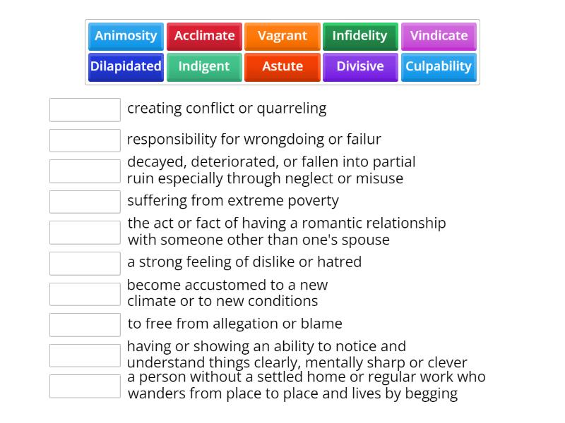 Chapters 1-2 Vocabulary - Match up