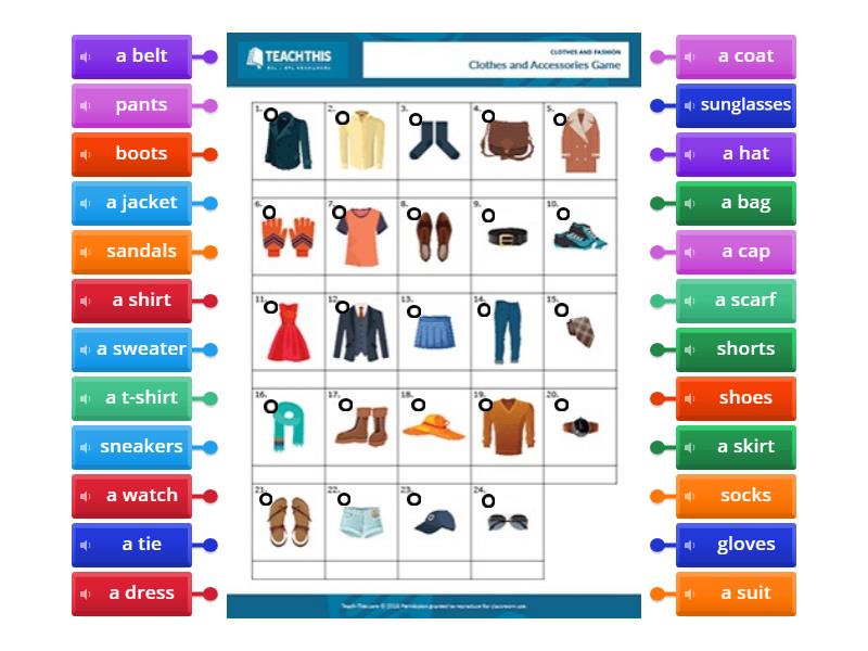 Clothes - Labelled diagram