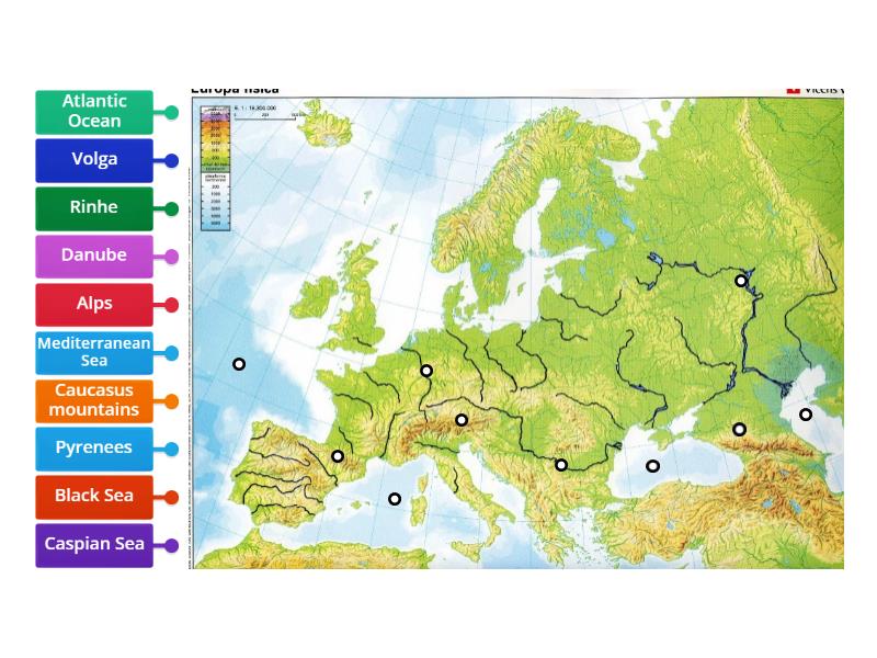 SOCIAL SCIENCE UNIT 3: EUROPEAN PHYSICAL MAP - Labelled diagram