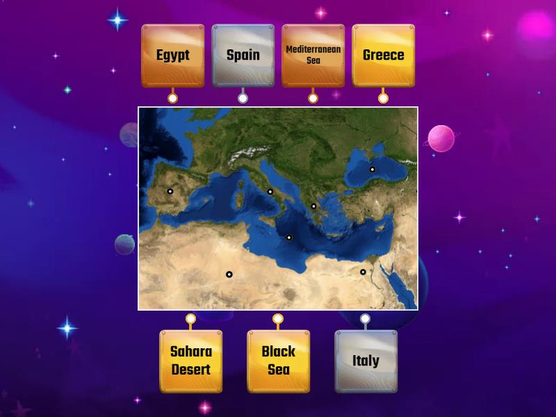 Mediterranean Map - Labelled diagram