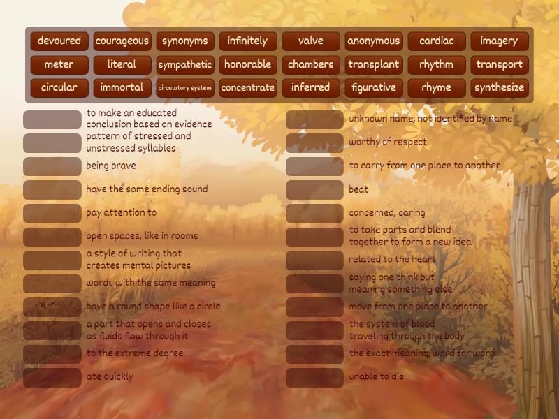 Module 1: A Great Heart - Vocabulary - Match up