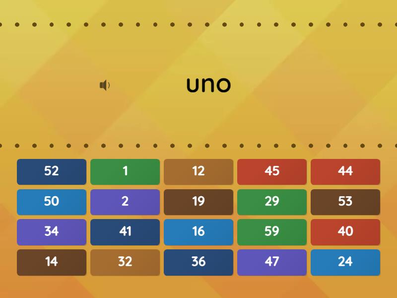 Numbers in Spanish - Random 1-60 - Find the match