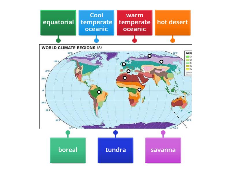 world climate zones - Labelled diagram