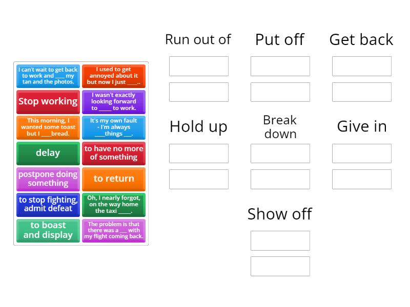 Phrasal verbs (Chapter 1) - Group sort