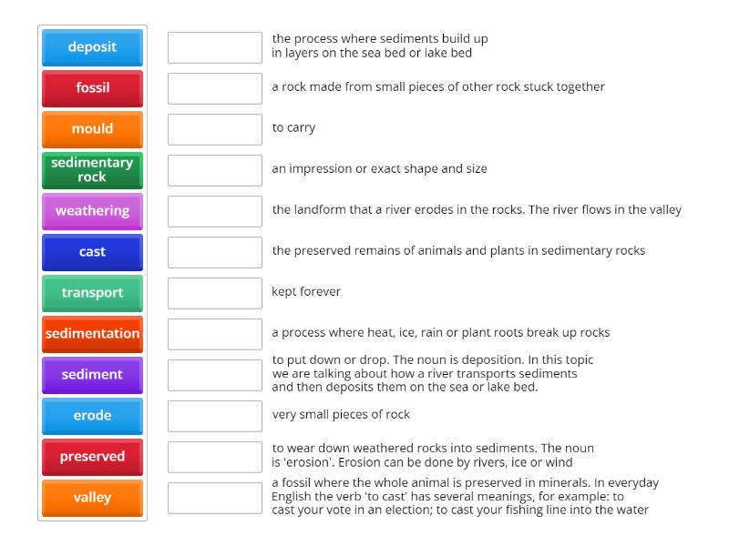 CPS6_Unit 3.2_Sedimentary rocks and fossils - Match up