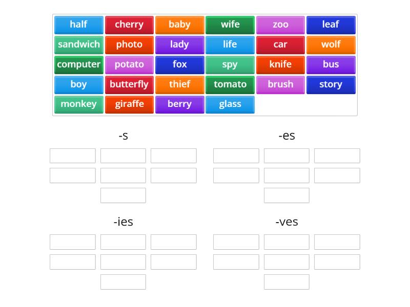 Plural nouns Fly High 3 - Group sort