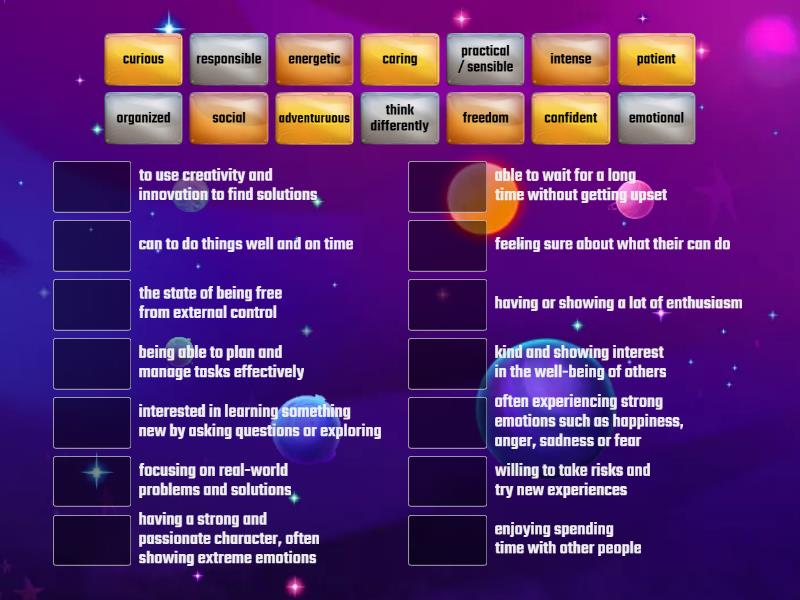 Character Traits - Match up
