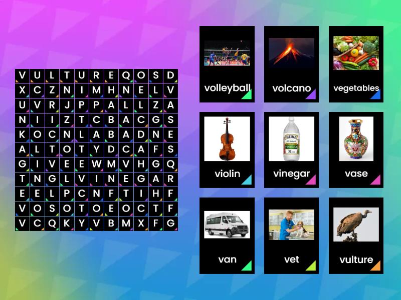 Letter v - word search - MEIE - Wordsearch