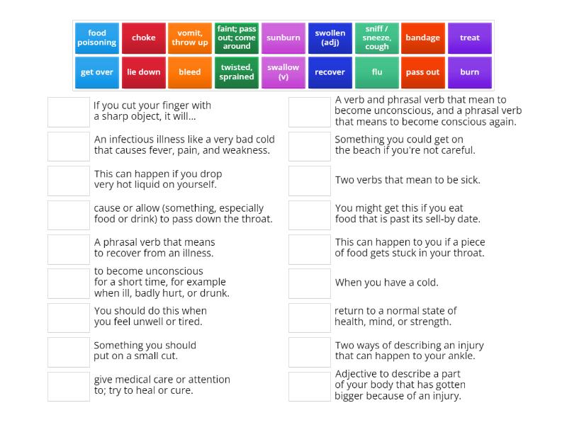 Review Ef Ui 2a Vocabulary Illnesses And Injuries Match Up