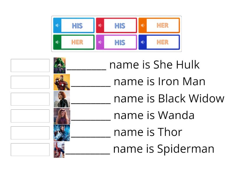Possessive adjectives Her-His - Une las parejas