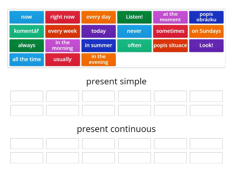 present tenses - time expressions - Group sort