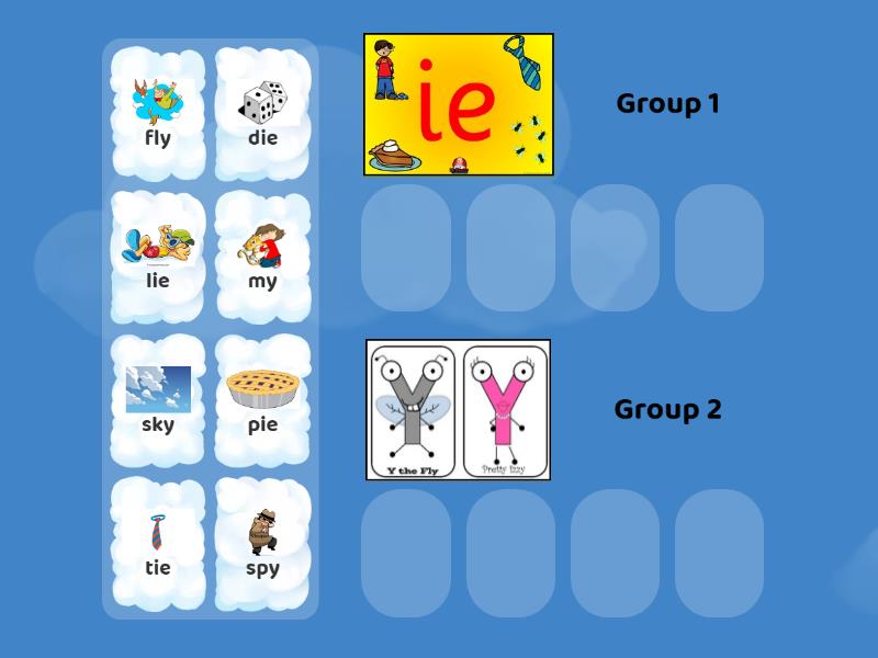 Phonics 'ie', 'y' - Group sort