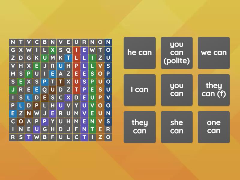 modal verbs - pouvoir - Wordsearch