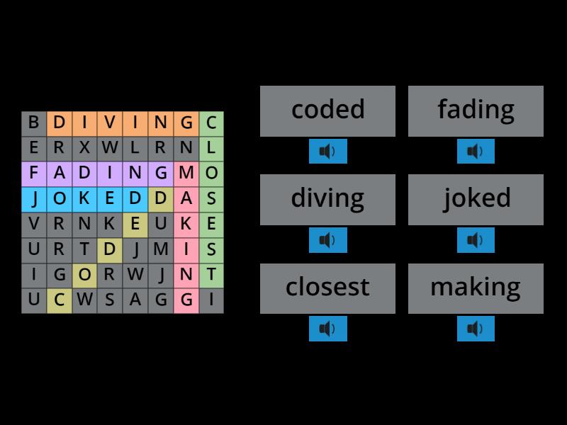 Lesson 109: drop -e rule - Wordsearch