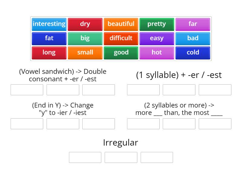 Comparative and Superlative Adjectives - Group sort