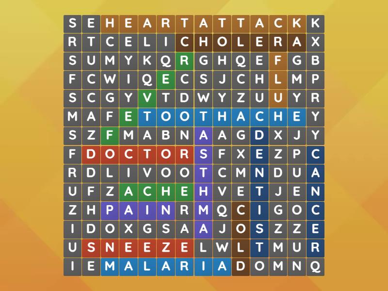 Illness and health - Wordsearch