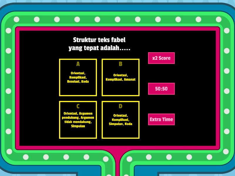 EVALUASI STRUKTUR TEKS FABEL - Gameshow quiz