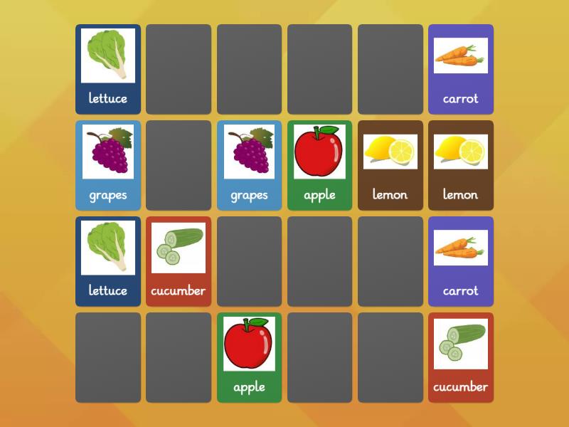 Fruits and vegetables - Matching pairs