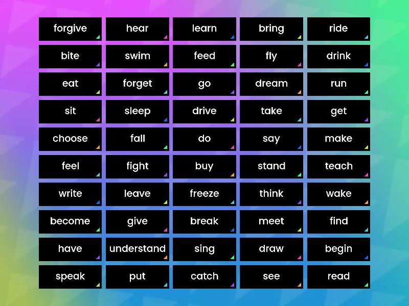 50 irregular verbs - Flip tiles