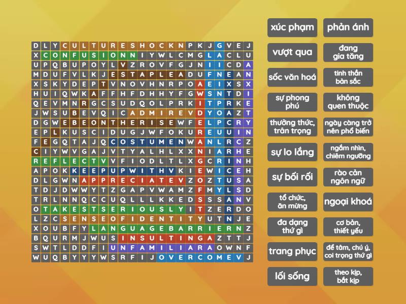 unit 2: A Multicultural world B - Sopa de letras