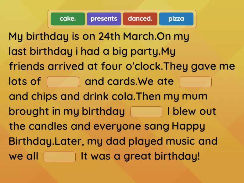 On my last birthday... - Complete the sentence