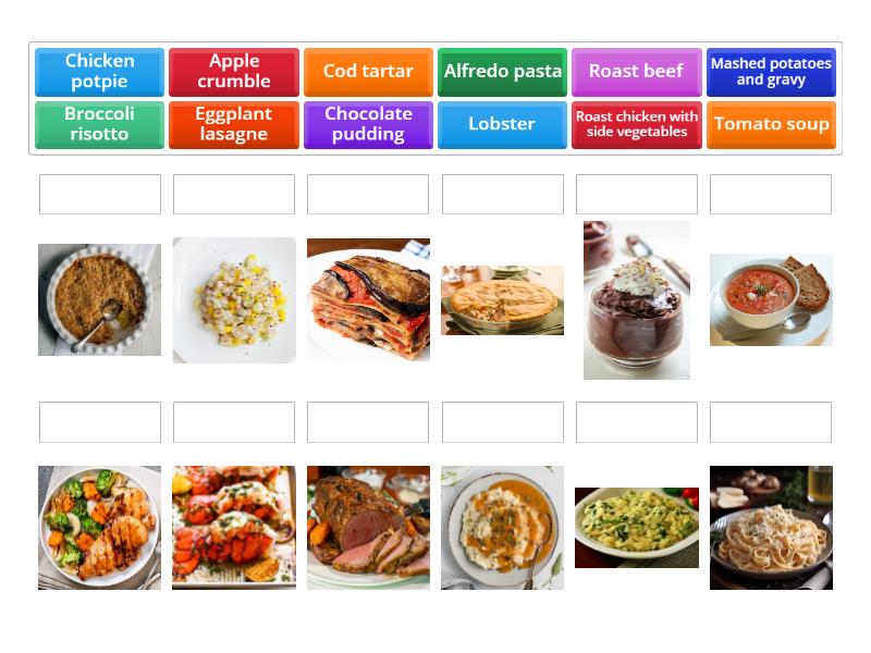 Restaurant foods (Vocabulary) - Match up