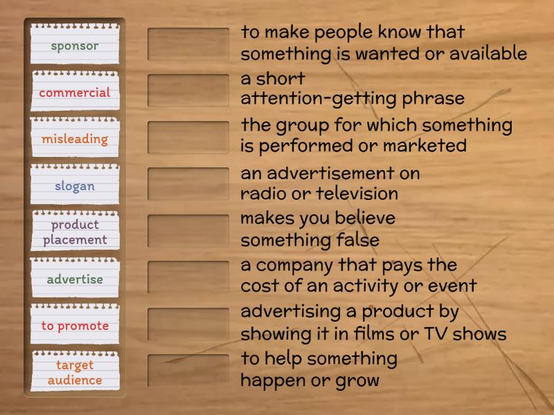 Advertising vocabulary - Match up