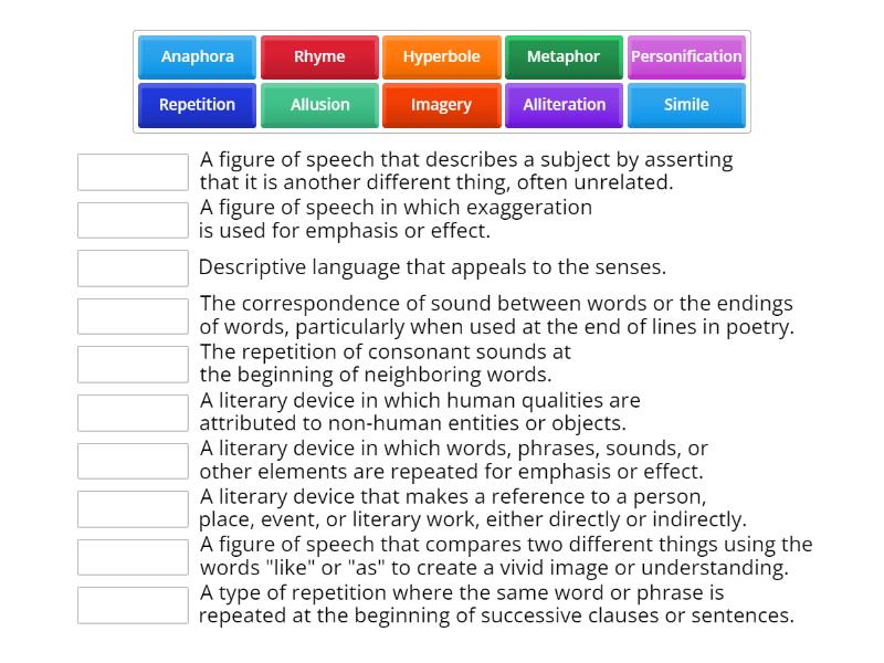 Literary Device Review - Match up
