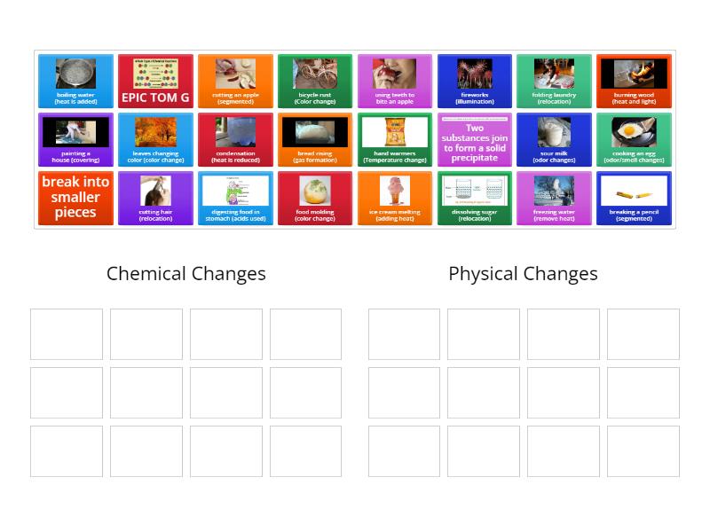 Sort Chemical and Physical Changes - Group sort