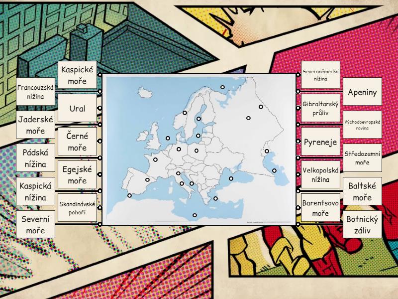 Slepá mapa Evropy - Labelled diagram