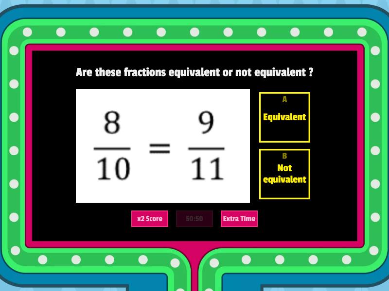 Simplifying and finding equivalent Fractions - Gameshow quiz