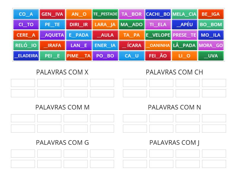 ORGANIZE AS PALAVRAS EM GRUPOS - Group sort