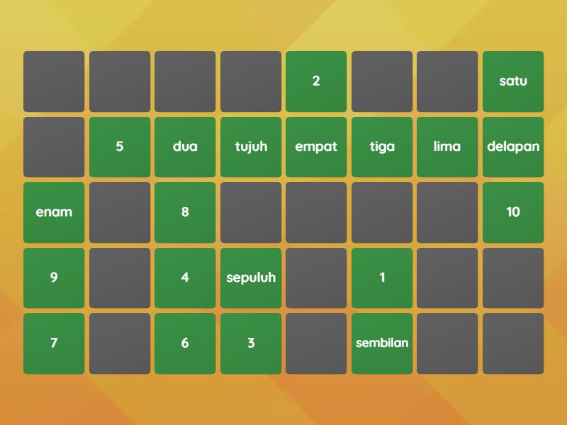 Indonesian numbers 1-20 - Matching pairs