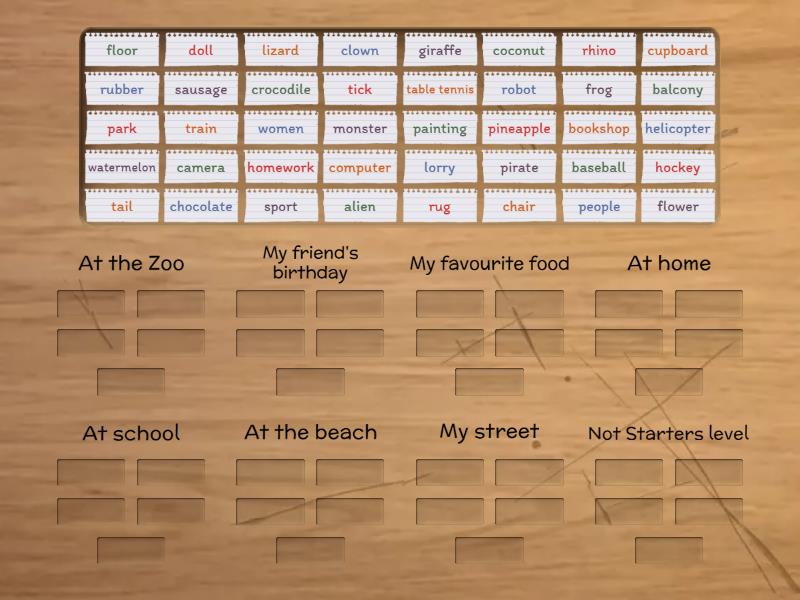 Pre-A1 Starters - wordlist sets - Group sort