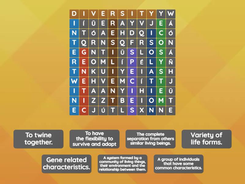 Biodiversity: key words - Wordsearch