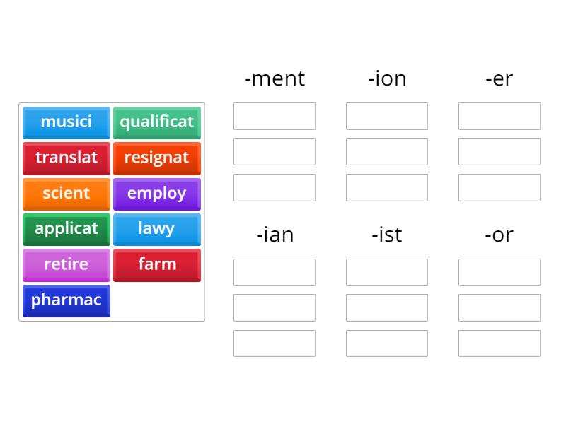 8A lexis ex3 wordbuilding - Group sort