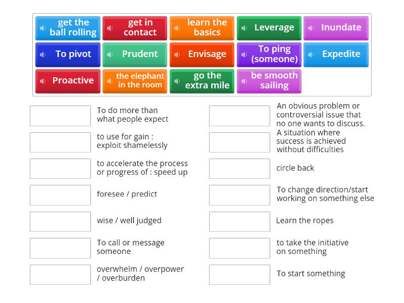 VOCABULARY 2 - Match up