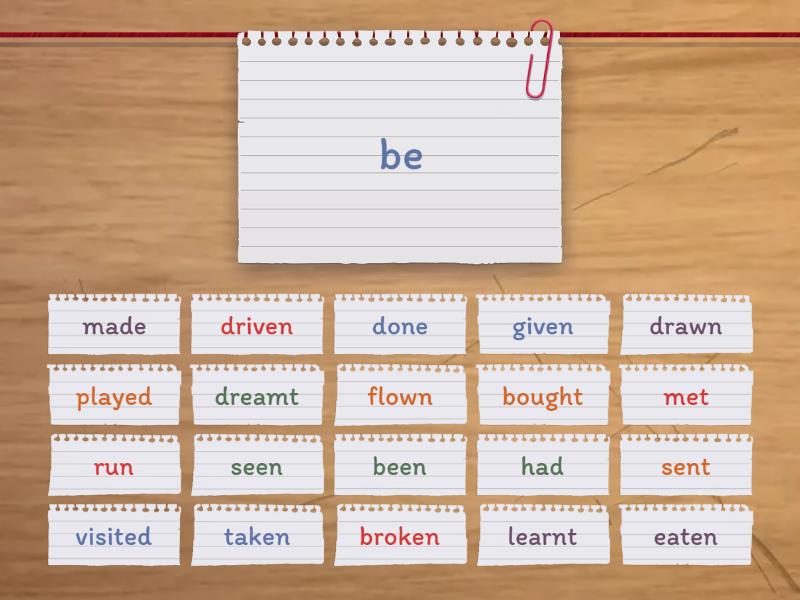 Past Participle Verbs - Find the match