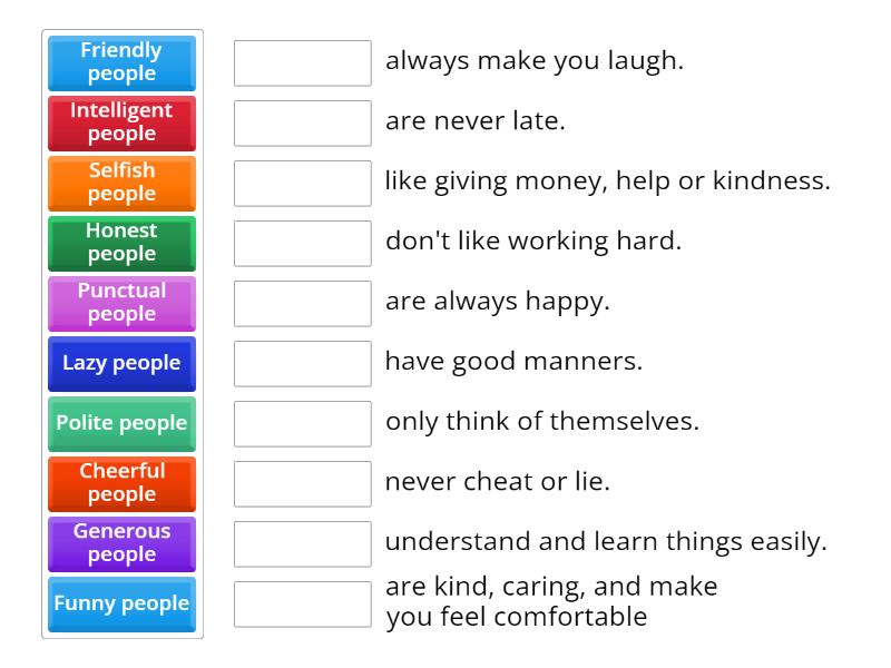 Nick-personality adjectives - Match up