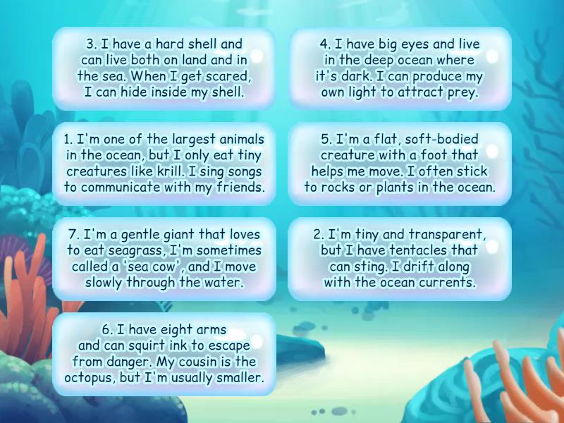 CE Gold – Things under the sea - Mystery Sea Creature-Guessing Game ...