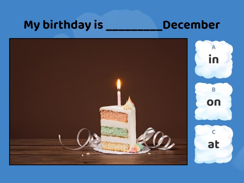 Prepositions IN ON days of the week/months - Questionário