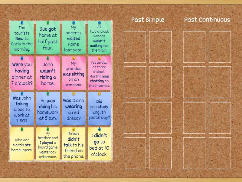 Go Getter 3. L 4.3 Past Simple or Past Continuous - Group sort
