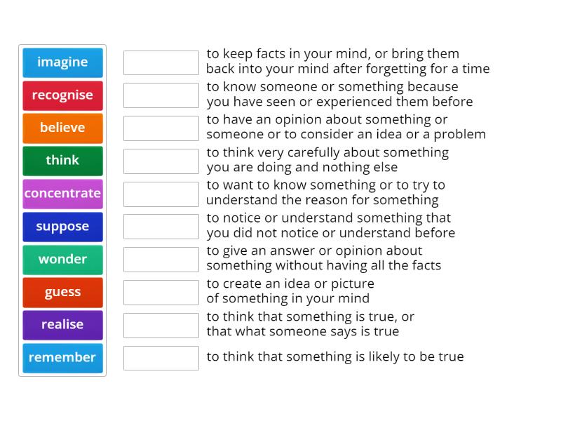 verbs about thinking - Match up