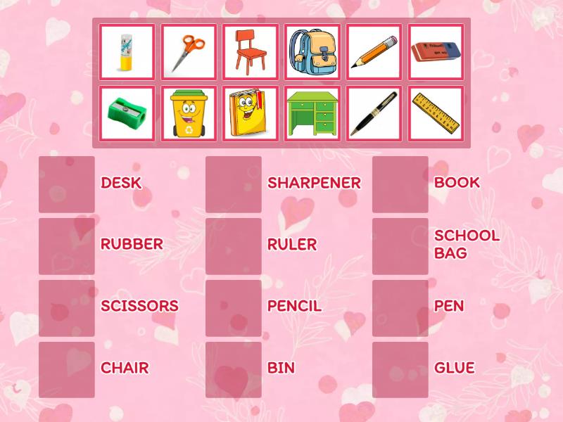 SCHOOL OBJECTS - Match up