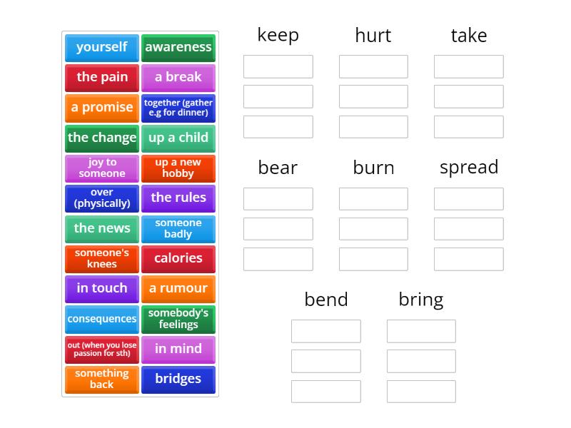 verbs B1 - collocations - Group sort