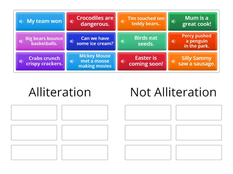 Alliteration with sound - Group sort