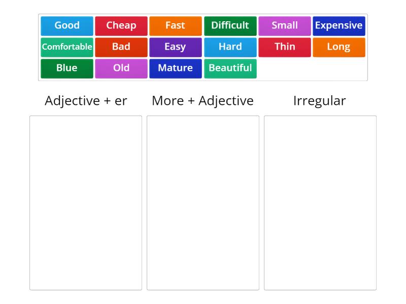 Comparative Adjectives - Categorize