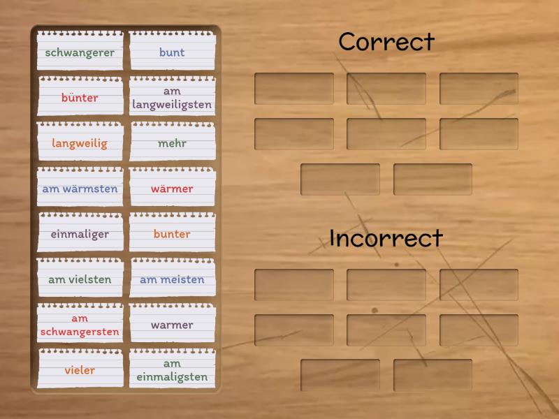 Adjektive Aufgabe 3b - Group sort