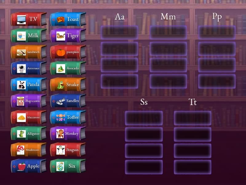 A/M/P/S/T matching worrds to the letter sound - Group sort