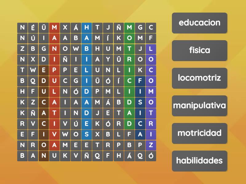 habilidades motrices - Sopa de letras